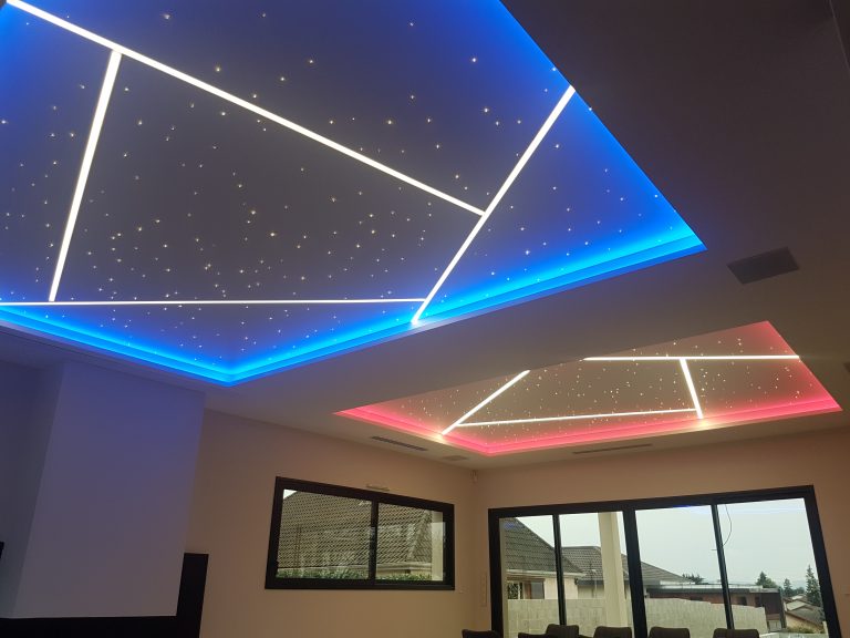Plafonds Tendus Meunier plafond tendu éclairant, profils leds et fibre ...